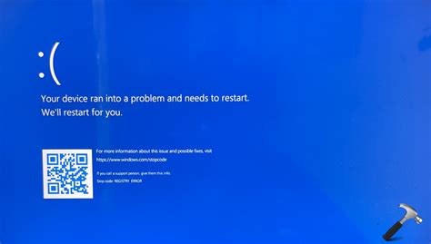 Fix REGISTRY ERROR Stop Code Or BSOD In Windows
