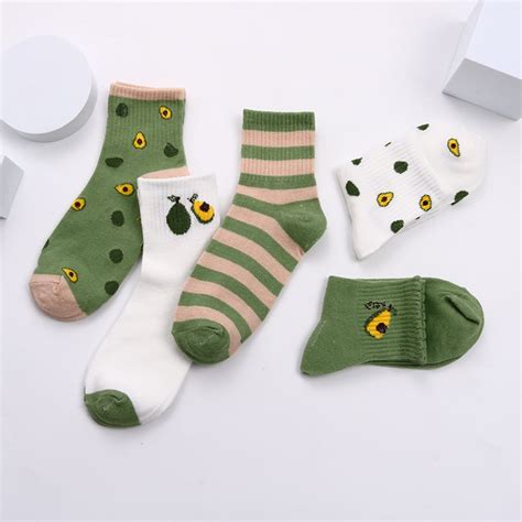 Mrssocks Green Avocado Fashion Cute Socks Crew Socks Women Stokin