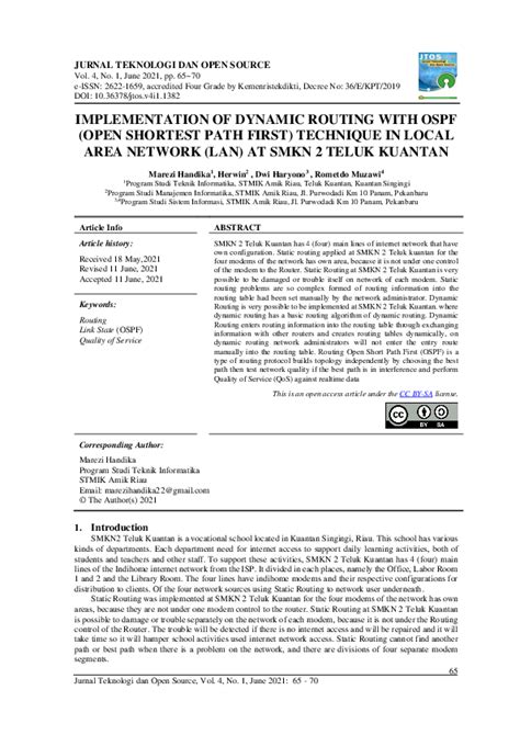 Pdf Implementation Of Dynamic Routing With Ospf Open Shortest Path