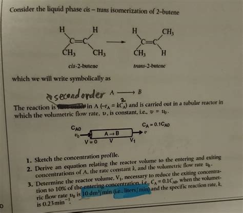 Solved Consider The Liquid Phase Cis Trans Isomerization