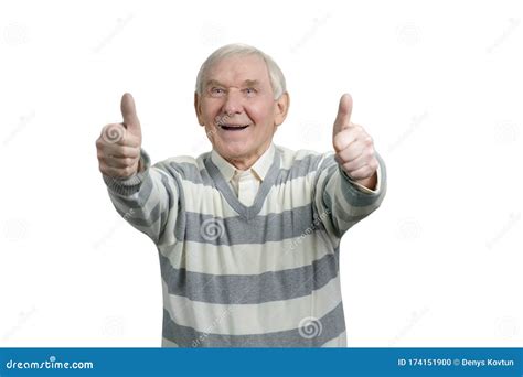 Viejo Feliz Con Dos Pulgares Para Arriba Foto De Archivo Imagen De