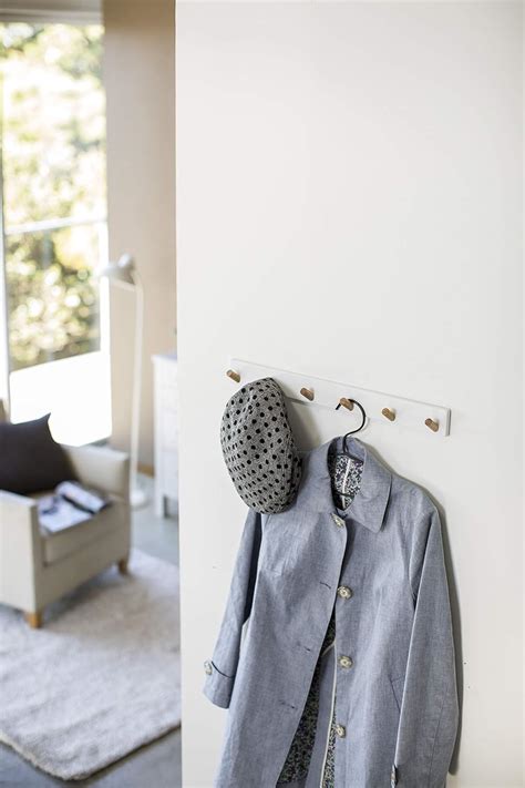 Yamazaki Home Perchero De Pared Para Colgar Abrigos Moderno Acero Madera Ganchos Talla