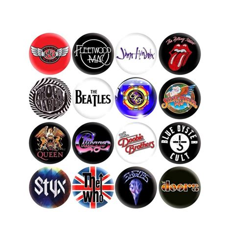 70s 80s Classic Rock Band Hard Rock Music Pinback Buttons Set Of 16