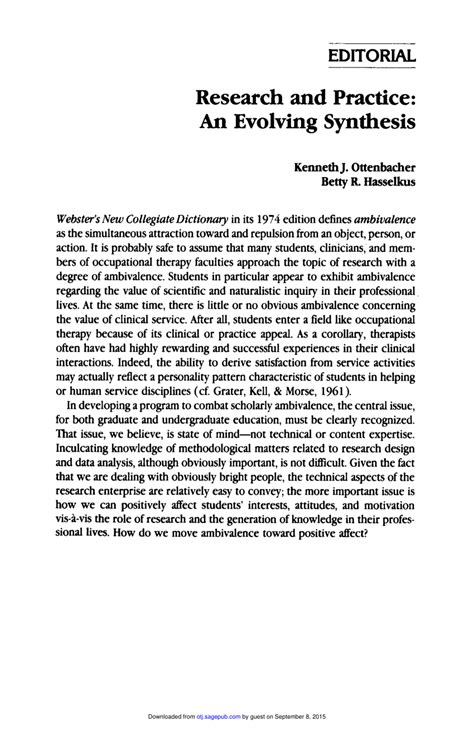 Pdf Research And Practice An Evolving Synthesis