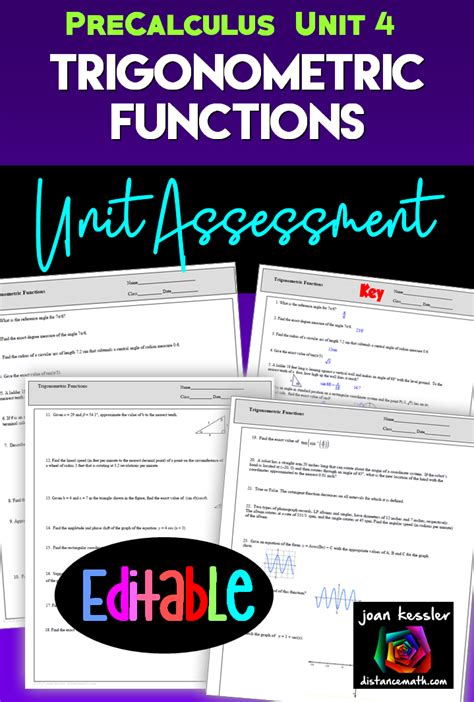 Editable Assessment Precalculus Unit 4 Trigonometric Functions Artofit
