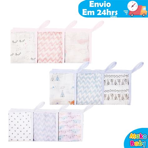 Kit 3 Paninho De Boca Soft Premium Papi Baby C Prendedor De Chupeta