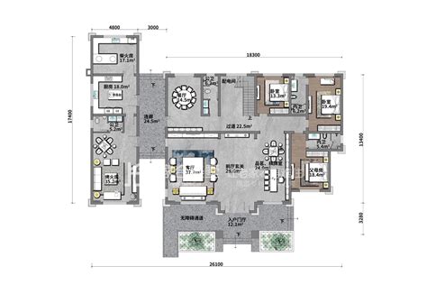 家合美墅j42008带附属房大面宽二层四开间新中式农村自建别墅 湖南家合美墅空间设计有限公司