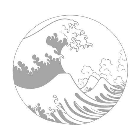 Desenho De A Grande Onda Kanagawa Colorindo Em Esboço Linha Vetor PNG