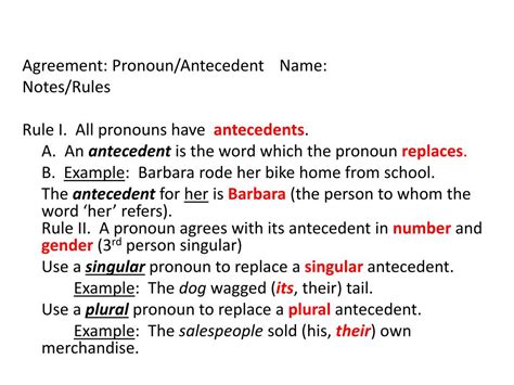 Pronoun And Antecedent Examples