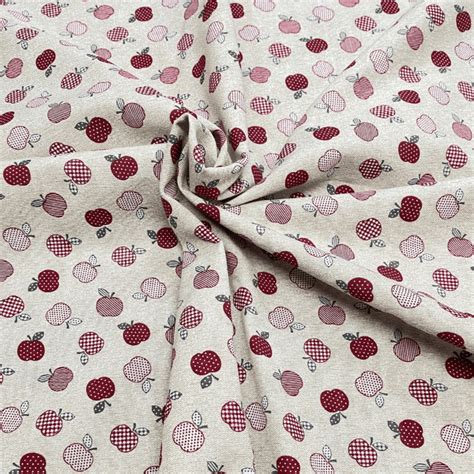 Tela De Loneta Manzanas Textiles Gomera