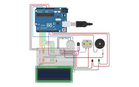 circuit design gas sensor mq2 motordc buzzer led lcd tinkercad