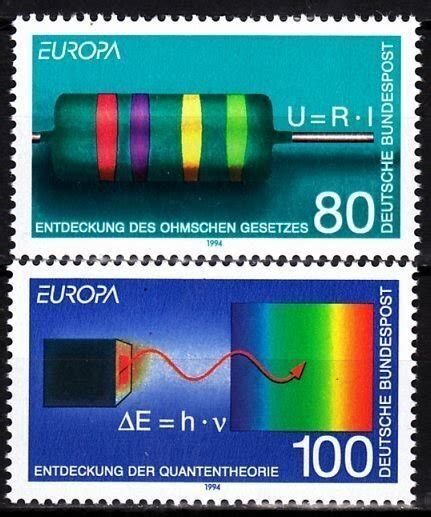 GERMANY 1994 EUROPA Inventions Physics Ohm Plank Complete Set MNH
