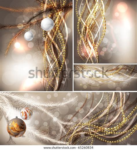 Merry Christmas Elegant Background Set Greetings Stock Vector Royalty