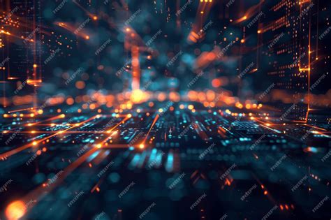 Closeup Of A Vibrant Digital Network With Dynamic Data Streams Representing Connectivity And