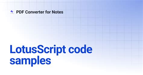 Lotusscript Code Samples Swing Software Docs