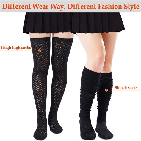 Cotton Thigh High Socks With Hollowing Mesh Moon Wood