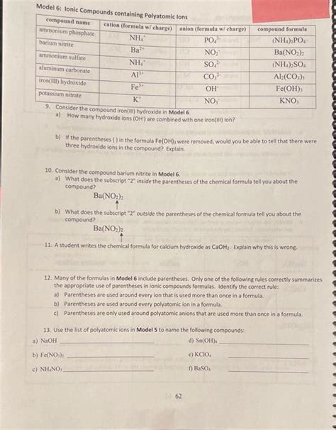 Solved Chem121 Names And Formulas For Lonic Compounds Part 3