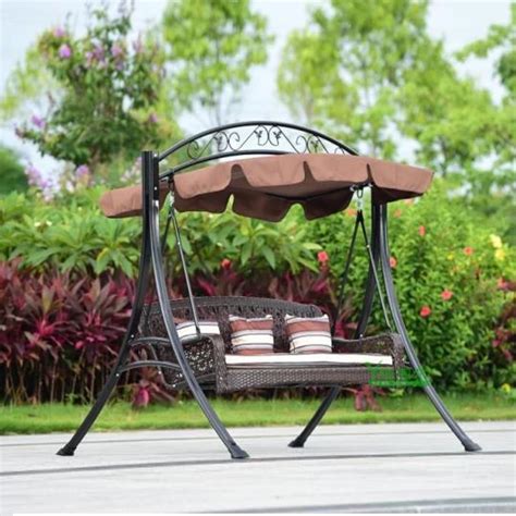 고리 버들 파티오 정원 스윙 의자 행잉 해먹 라탄 야외 커버 시트 벤치 쿠션 포함 2 인용garden Swing Chair