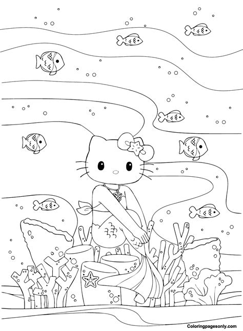 Hello Kitty Mermaid Coloring Coloring Pages