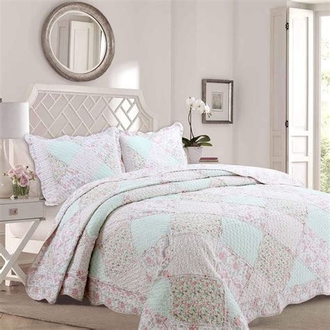 Cozy Line Home Fashions 100 Cotton Real Patchwork Floral Pink Rose