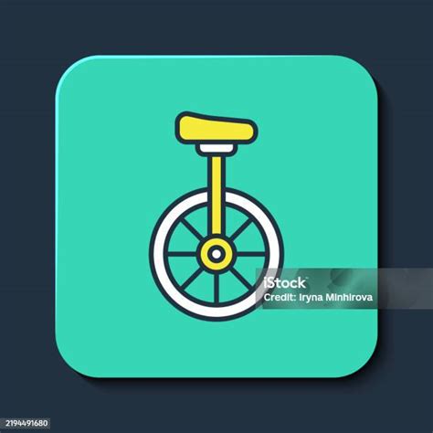 채워진 윤곽선 외발 자전거 또는 한 바퀴 자전거 아이콘 고립된 통하고 있는 파란색 배경 모노휠 자전거 청록색 사각형 버튼 벡터 1에 대한 스톡 벡터 아트 및 기타 이미지