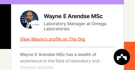 Wayne E Arendse Msc Laboratory Manager At Omega Laboratories The Org