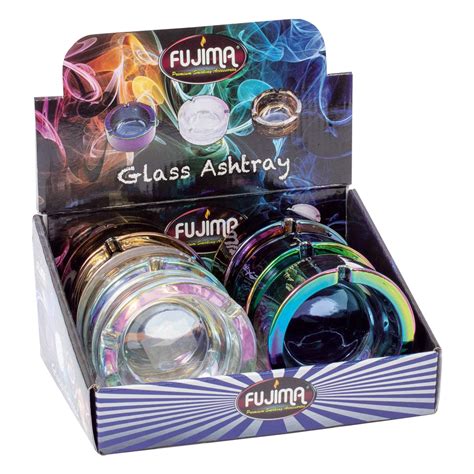 Fujima Iridescent Glass Ashtray Bulk 6 Pack