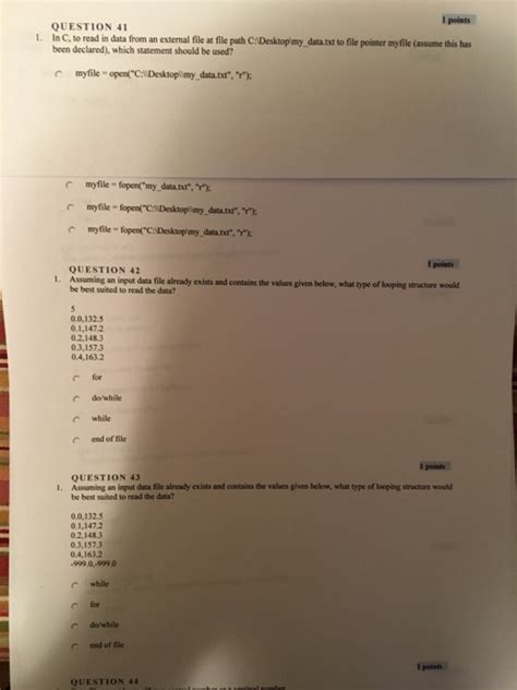 solved in c to read in data from an external file at file