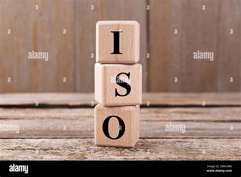 International Organization For Standardization Cubes With Abbreviation Iso On Wooden Table