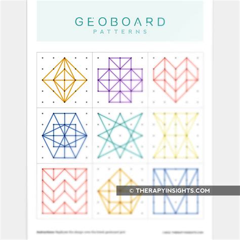 Geoboard Patterns Adult And Pediatric Printable Resources For Speech And Occupational Therapists