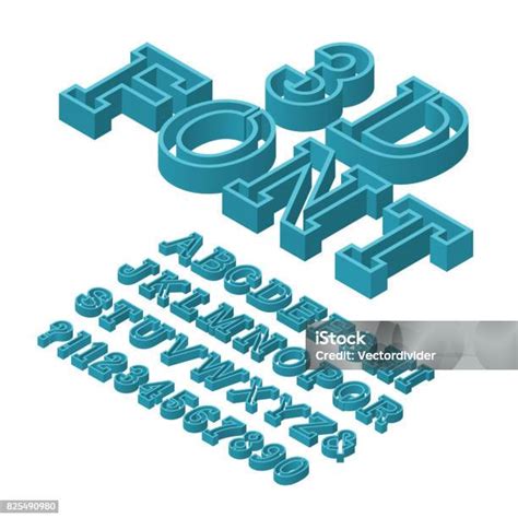체적 문자 서체입니다 3d 폰트입니다 숫자와 격리 된 아이소메트릭 영어 알파벳입니다 0명에 대한 스톡 벡터 아트 및 기타 이미지