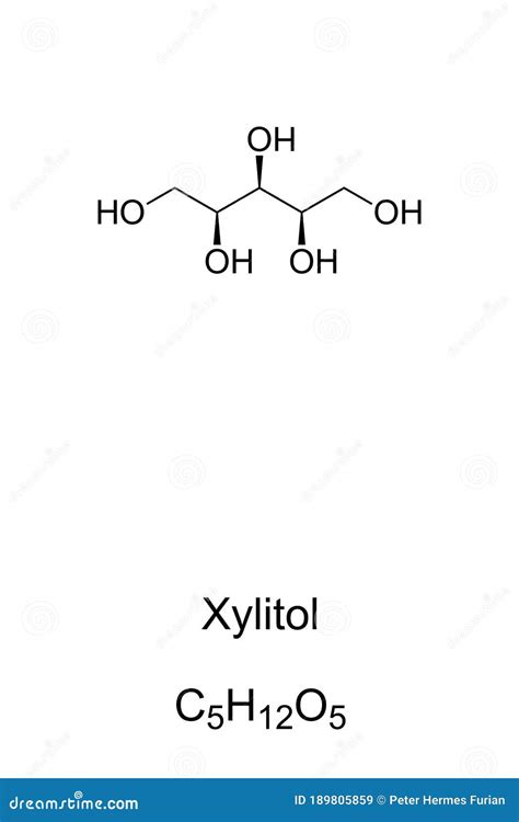 Xylitol Also Called Xylite Chemical Structure And Formula Stock