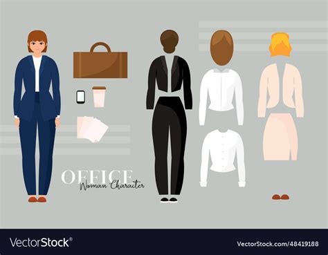 Cute Young Businesswoman Character Asset Vector Image