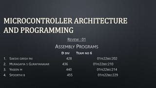 Microcontroler Architecture And Programming Pptx