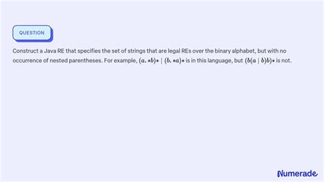 Solvedconstruct A Java Re That Specifies The Set Of Strings That Are Legal Res Over The Binary