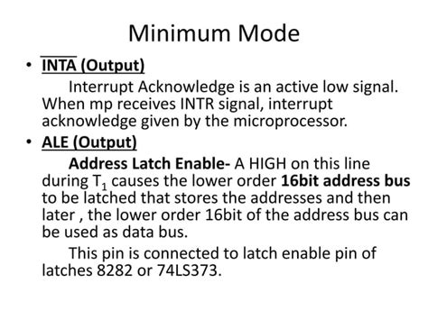 Pin Description Of 8086 Pptx