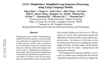 Llmtimesmapreduce Simplified Long Sequence Processing Using Large Language Models Ai For