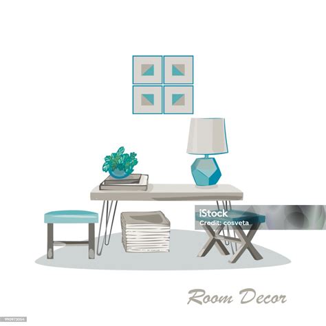 인테리어 디자인 일러스트입니다 현대적인 요소 거실 유행 스타일입니다 집 집 장식입니다 가구 라운지입니다 테이블 커피의 자의 자 램프 책 공장 꽃병 그림 그림 파스텔 색상