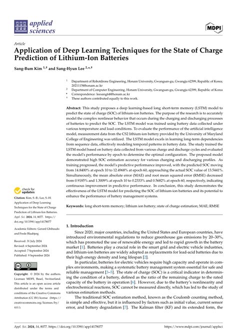 Pdf Application Of Deep Learning Techniques For The State Of Charge Prediction Of Lithium Ion