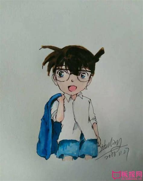 名侦探柯南简笔画彩色 简笔画图片大全 普车都