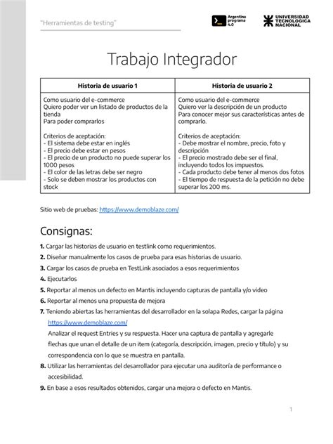 Etapa 2 Herramientas De Testing Trabajo Integrador Pdf