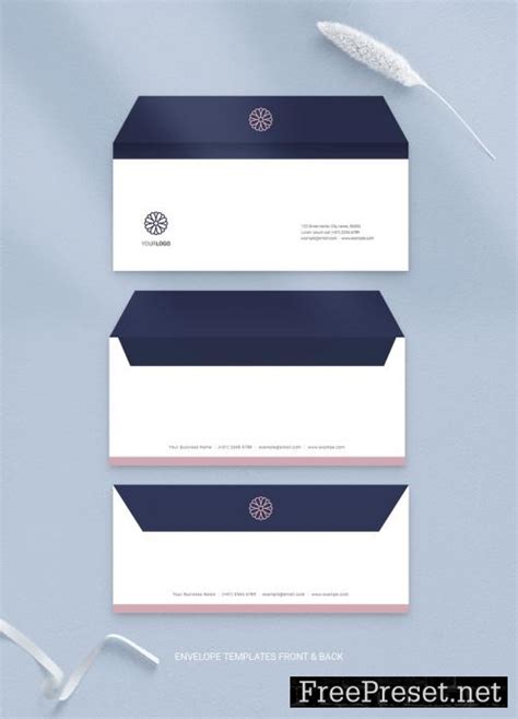 Adobe Stock Navy And Pink Envelope Layout With Floral Logo 373743257