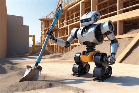 Premium Photo 3d Render Of A Construction Robot With Spade