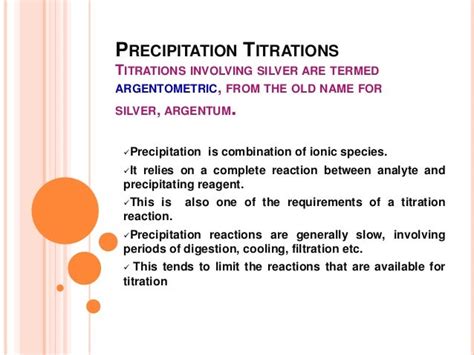 Precipitation Titrations Ppt
