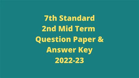 7th Maths 2nd Mid Term Question Paper And Answer Key 2022