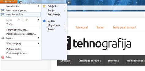 Firefox Private Tab Tehnografija