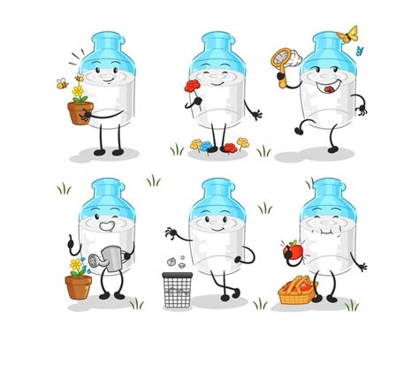 Eine Flasche Milch Rettet Das Cartoon Maskottchen Der Erdgruppe