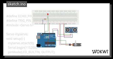 HCSR SERVO LED Wokwi ESP STM Arduino Simulator