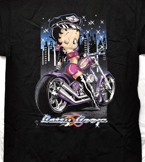 T Shirt Betty Boop Purple Biker Winking On Black 2004 Adult M And L