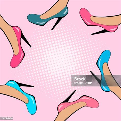발 뒤꿈치에 여자의 발 이미지와 광고 포스터 템플릿 분홍색 배경입니다 벡터 일러스트 가냘픈에 대한 스톡 벡터 아트 및 기타